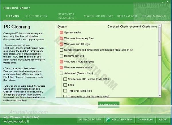 Black Bird Cleaner - Limpia basura del PC - Artista Pirata