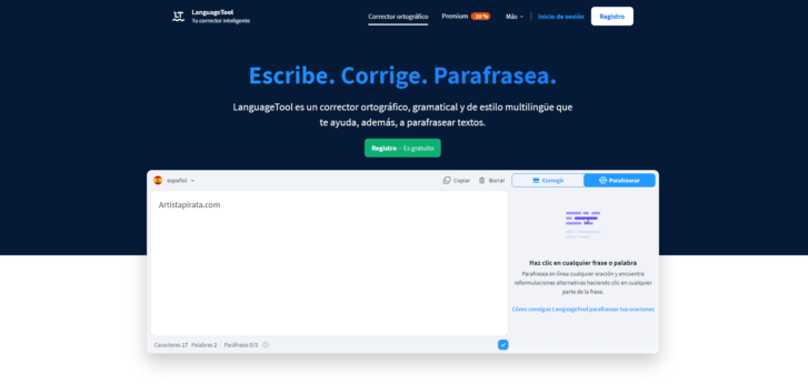 Corrector ortográfico y gramatical - LanguageTool - Artista Pirata