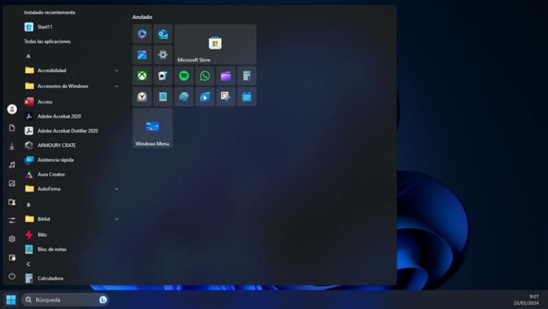 Start11 - Menú de inicio clásico en Windows 11 - Artista Pirata